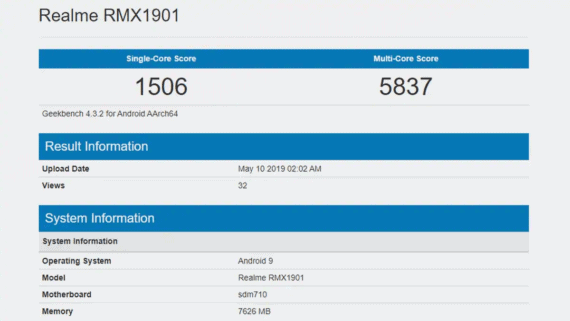 Realme X With Snapdragon 710 Processor And 8GB RAM Visits Geekbench