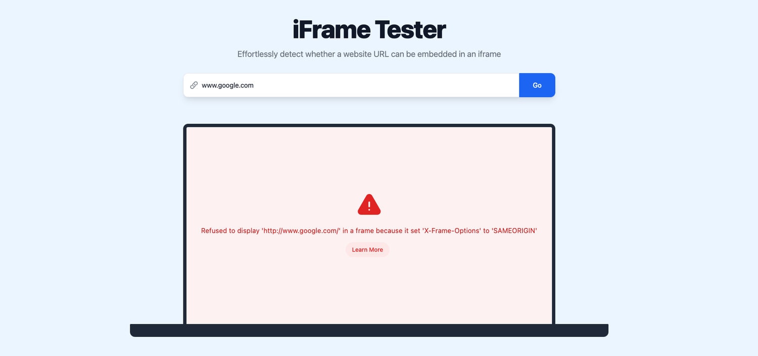 iFrame Tester Online Tool - Analyse Iframe Compatibility of a URL